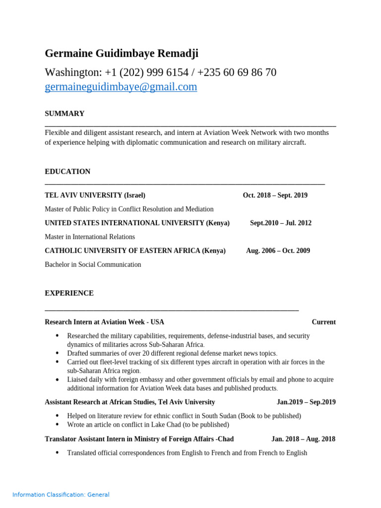 Germaine cv | PDF | Chad