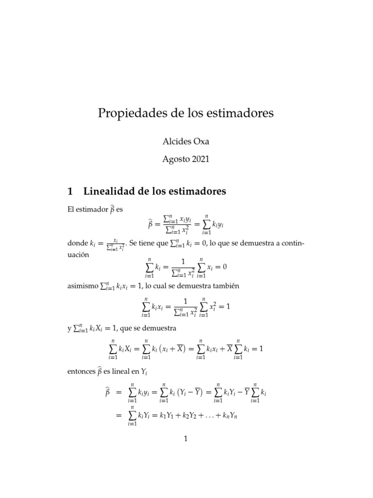 Propiedades de Los Estimadores | PDF | Estimador | Inferencia estadística