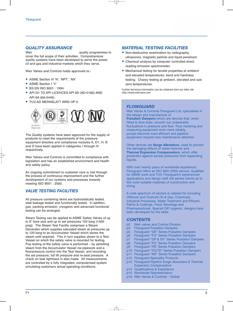 Flowguard Pulsation Damper | PDF | Pump | Valve