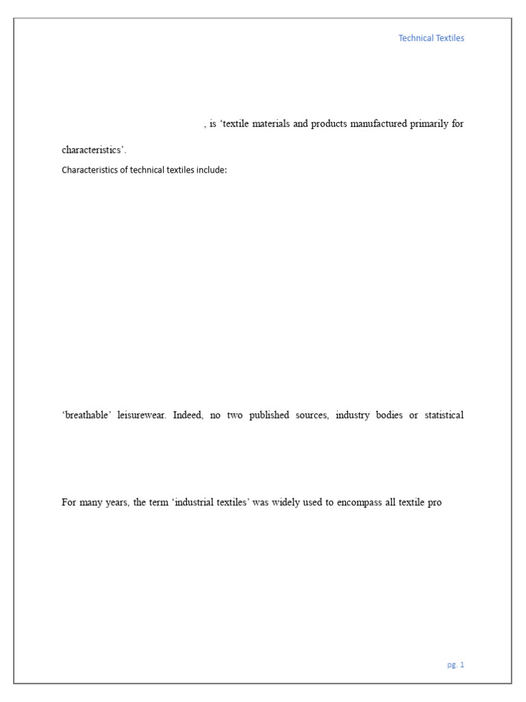 Definition and Scope of Technical Textiles | PDF | Textiles | Fibers