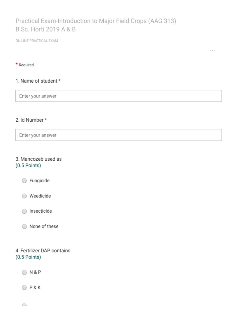 Practical Exam-Introduction To Major Field Crops (AAG 313) B.Sc. Horti 2019 A & B | PDF | Wheat ...