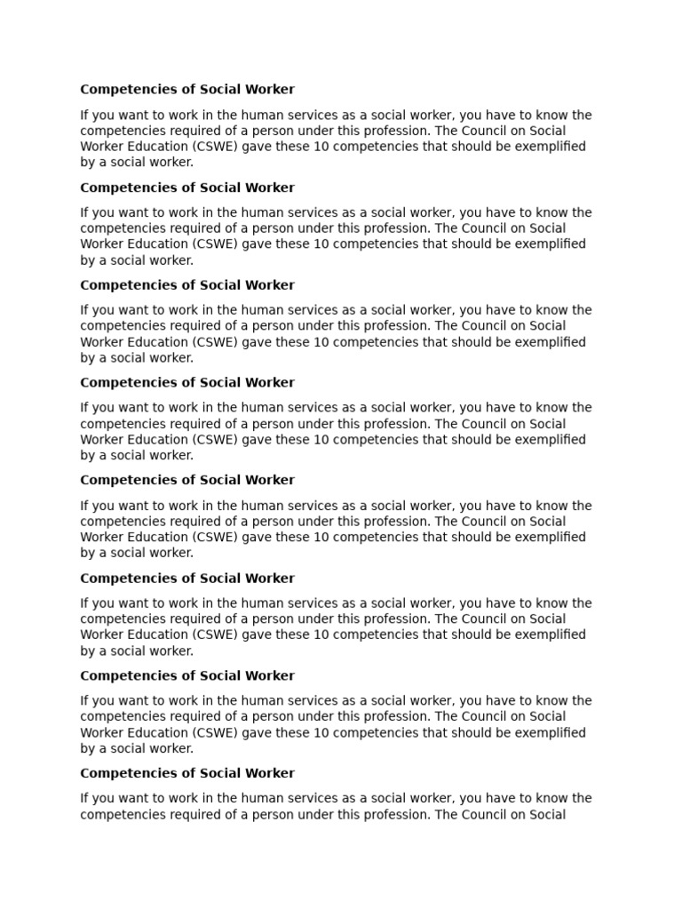 Competencies of Social Worker | PDF | Social Work | Social Status