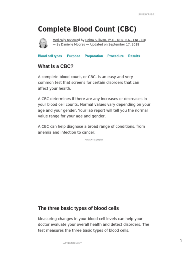 Complete Blood Count (CBC)_ Types, Preparation & Procedure709 | PDF ...