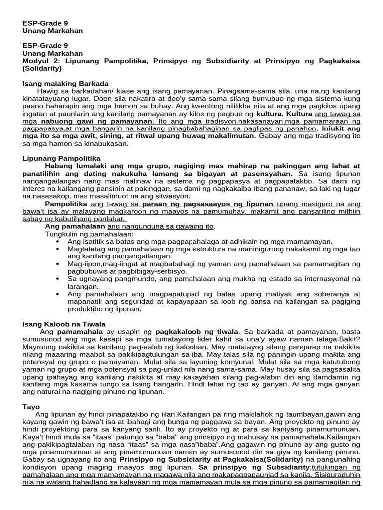 ESP GRADE 9 LECTURE MODYUL 2 4 1 PDF