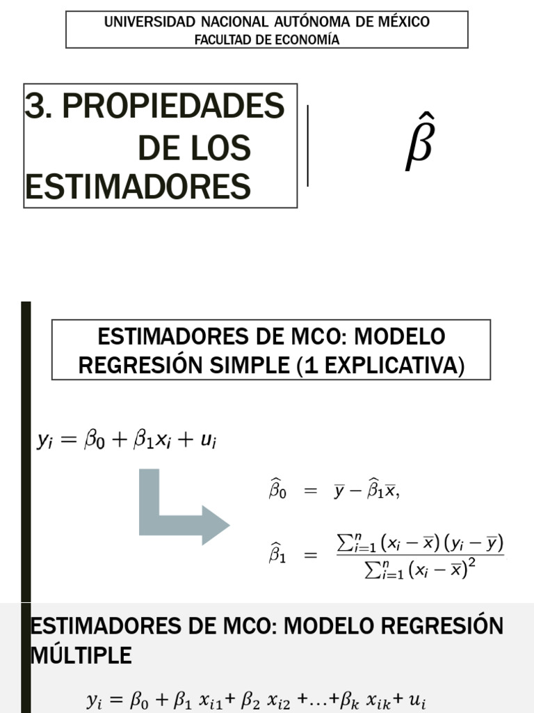 3 Propiedades de Los Estimadores | PDF | Estimador | Mínimos cuadrados ordinarios