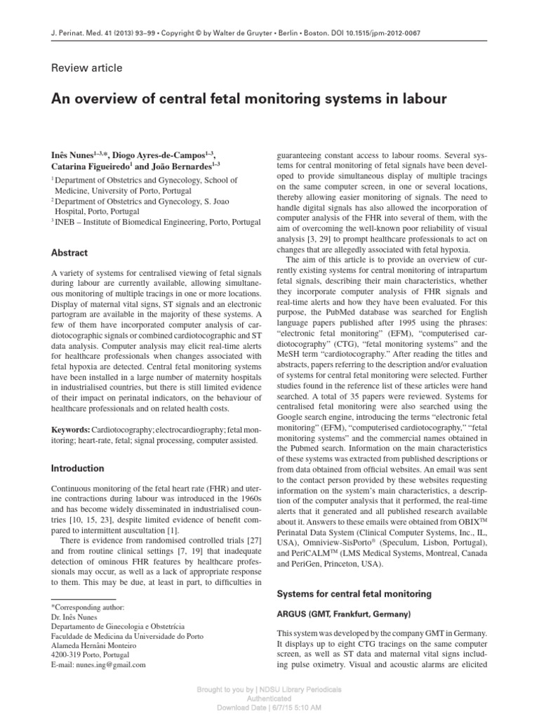 An overview of central fetal monitoring systems in labour | PDF ...