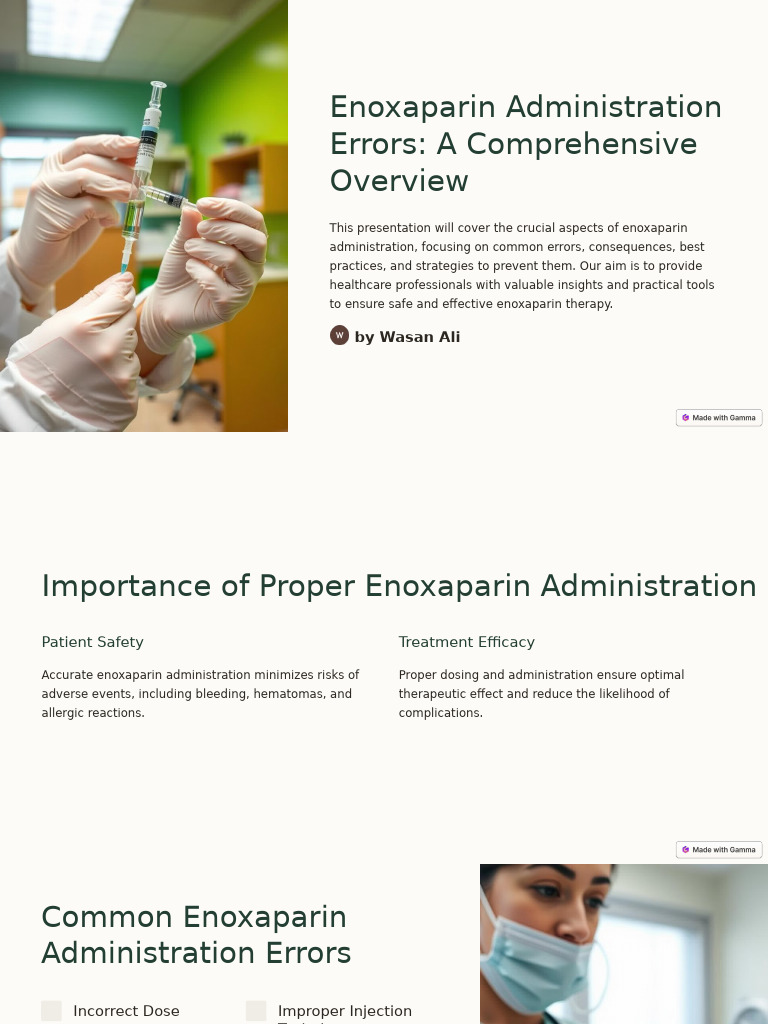 Enoxaparin Administration Errors a Comprehensive Overview | PDF | Dose (Biochemistry) | Chemistry