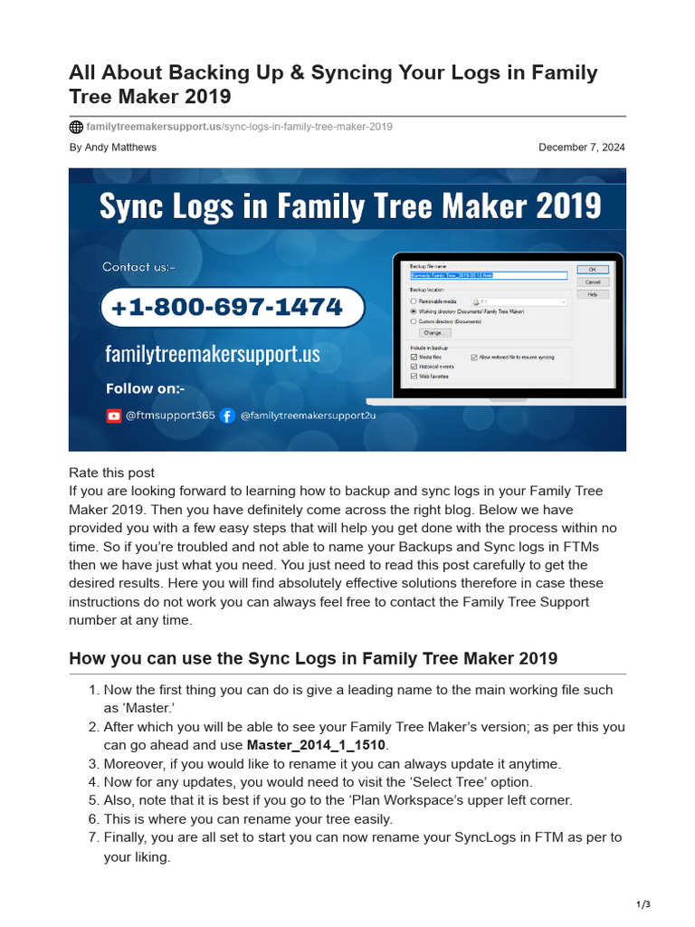 Sync Logs in Family Tree Maker 2019 | PDF | Button (Computing) | Microsoft Windows