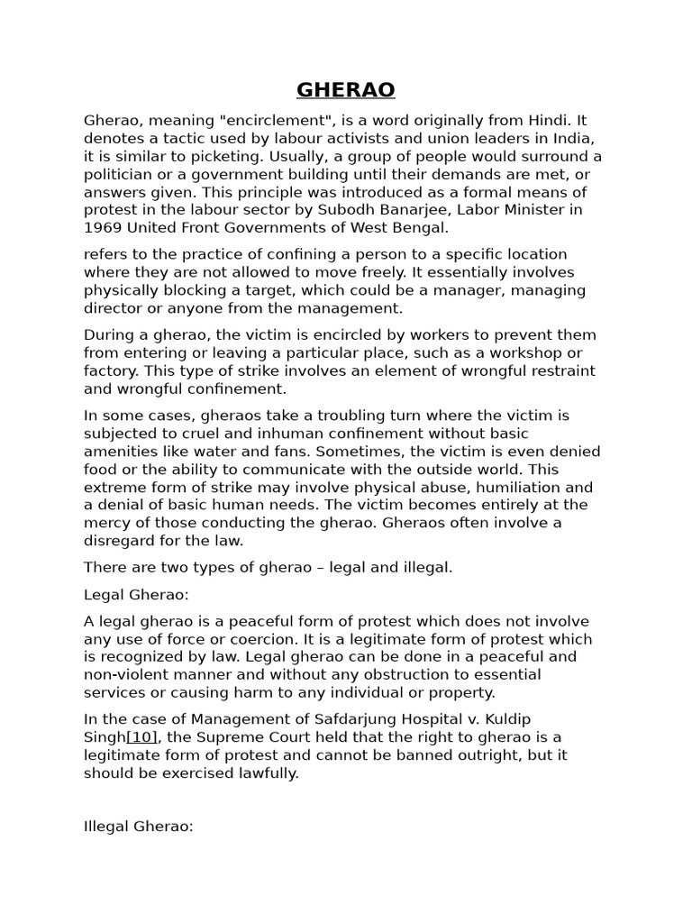 GHERAO | PDF | Strike Action | Lockout (Industry)