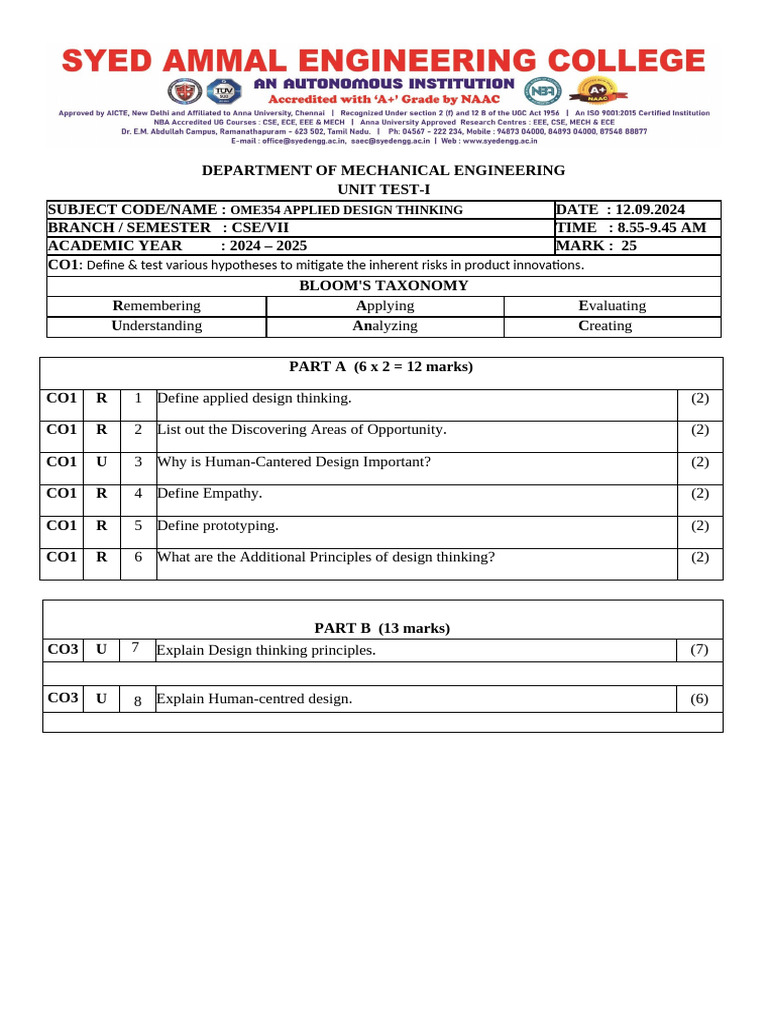 OME354 ADT test -1 | PDF