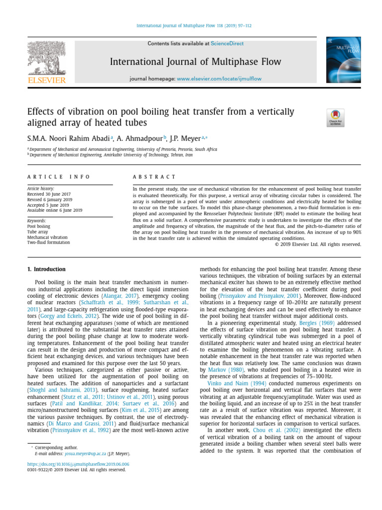 Effect of Vibration On Pool Boiling Heat Transfer | PDF | Boiling ...