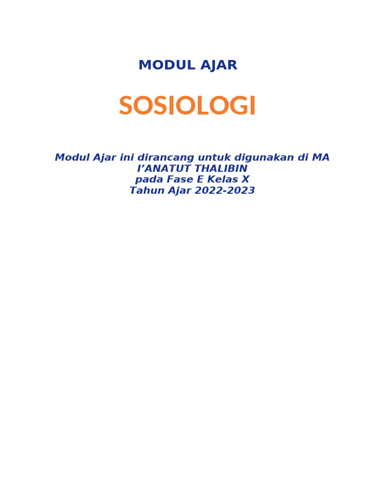 Modul Ajar Sosiologi | PDF