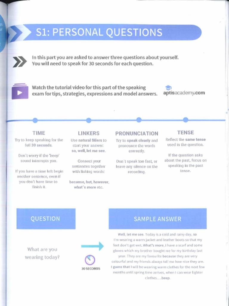 Aptis General Complete - Speaking Structure | PDF