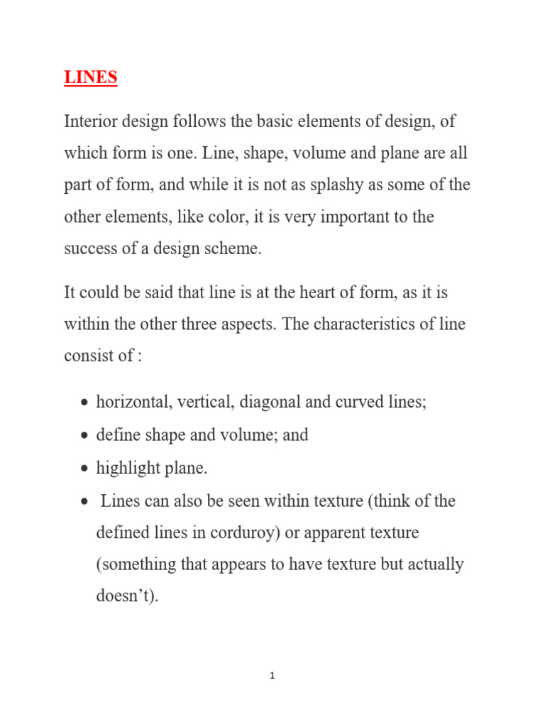 Importance of Lines in Interior Design | PDF | Drawing