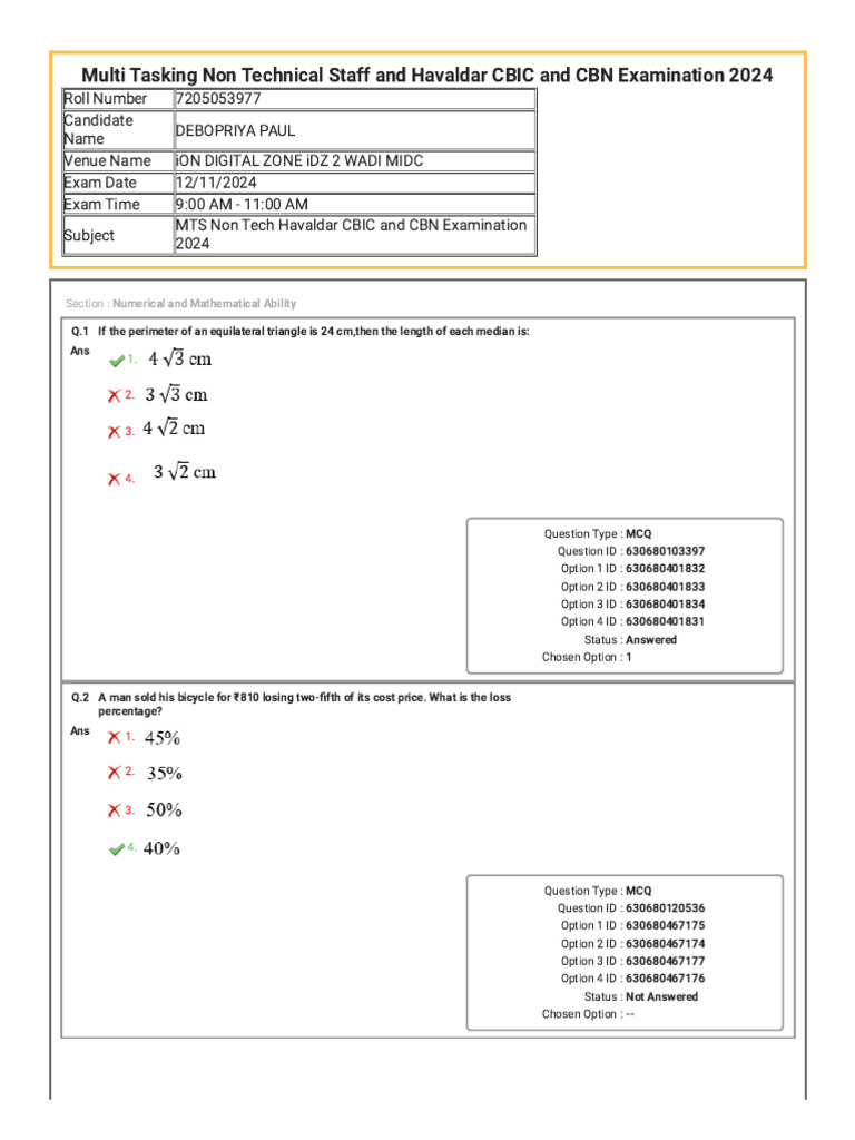 mts answer key | PDF | Multiple Choice