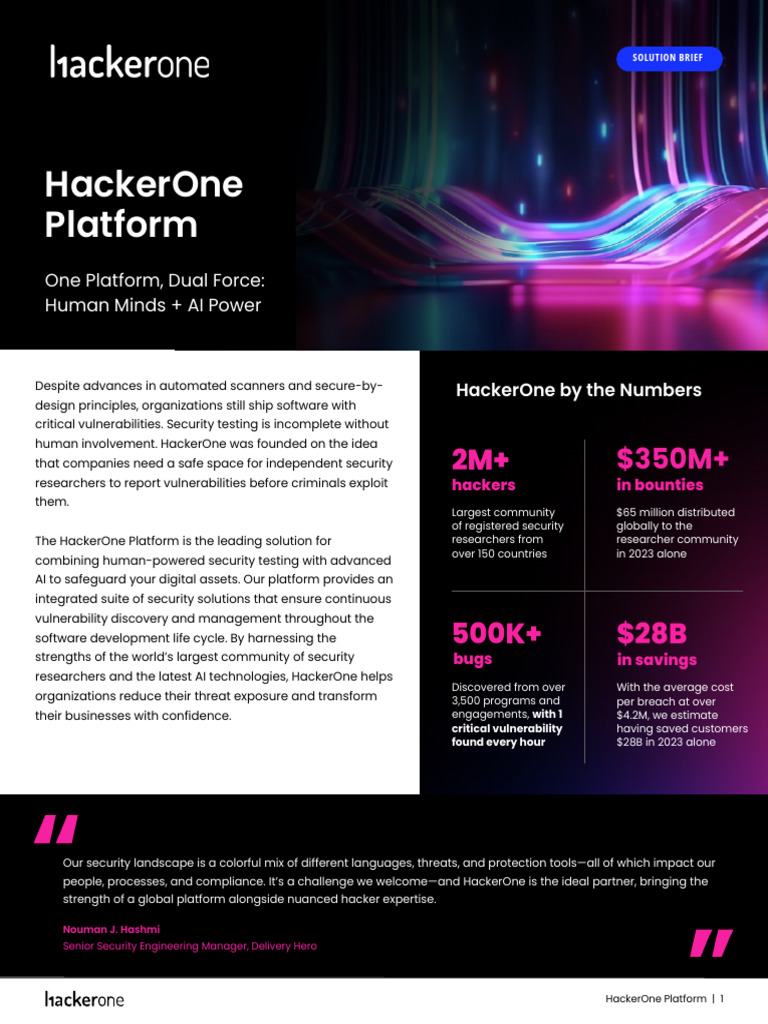 Hackerone Platform Solution Brief | PDF | Computer Security | Security