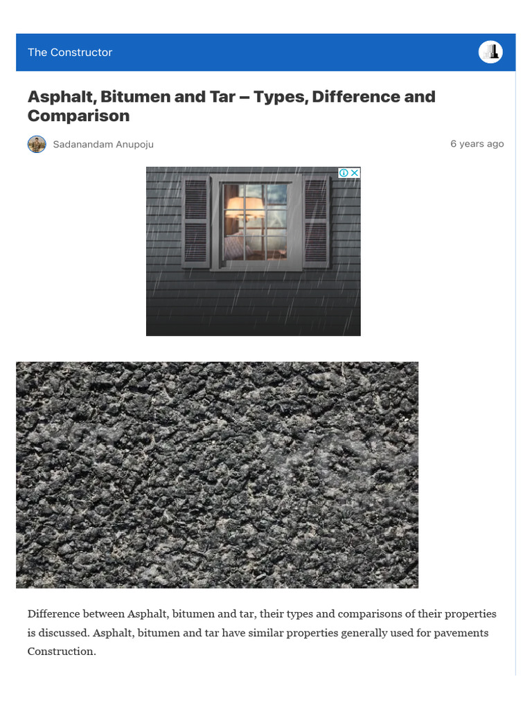 Asphalt, Bitumen and Tar - Types, Difference and | PDF | Physical ...