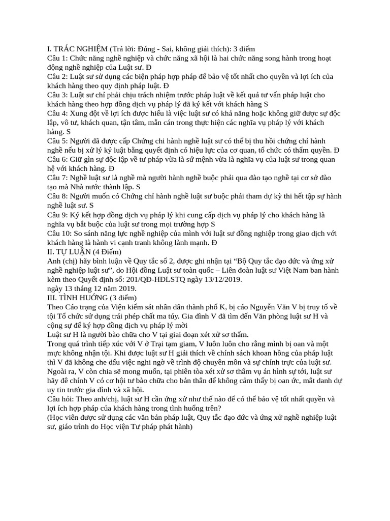 Đề Thi LS 26.1 | PDF