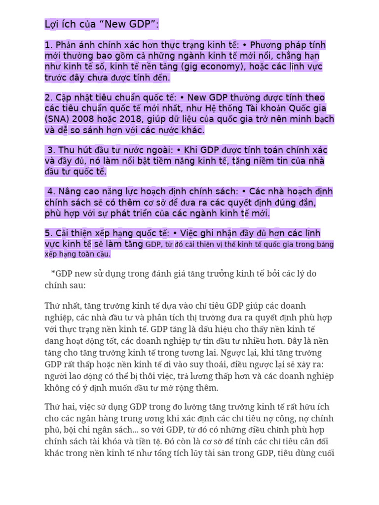 L Iíchc A "New GDP":: GDP, T Ó C I Thi NV TH Kinh T Qu C Gia Trong B NG X PH NG Toàn C U | PDF