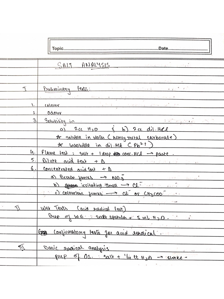 Salt Analysis Procedure 1 | PDF