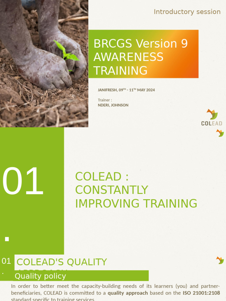 BRCGS Training - Introductory Presentation | PDF | Learning | Hazard Analysis And Critical ...