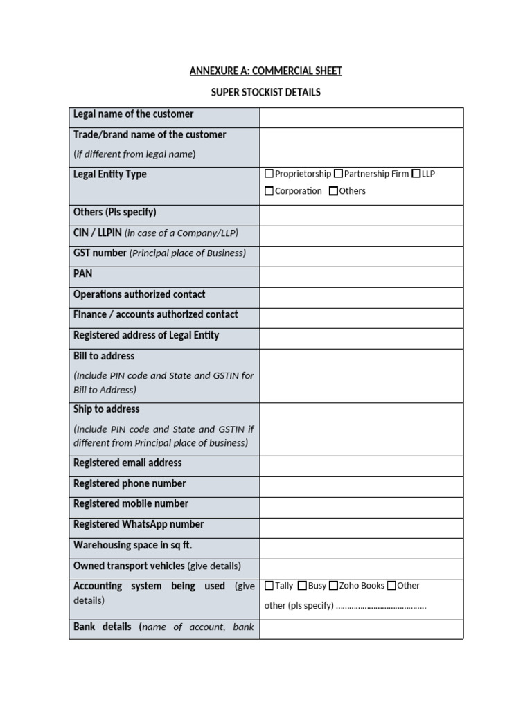 Super Stockist Registration Form | PDF