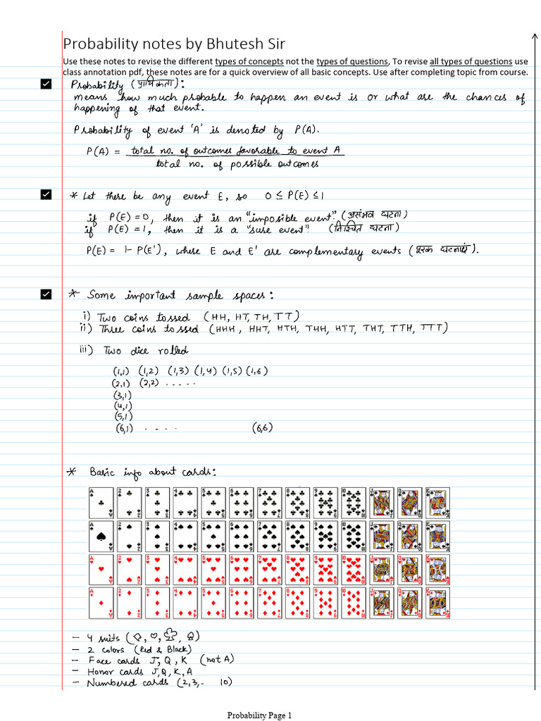 Probability Notes | PDF