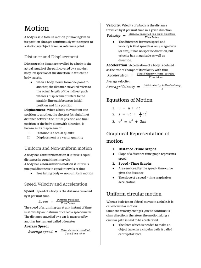 Motion (Midterm) | PDF | Velocity | Acceleration