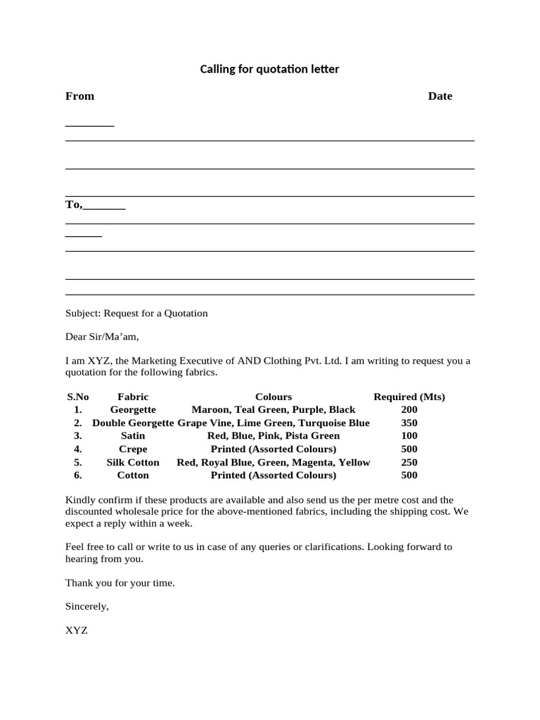 Calling for quotation letter-example[1] | PDF