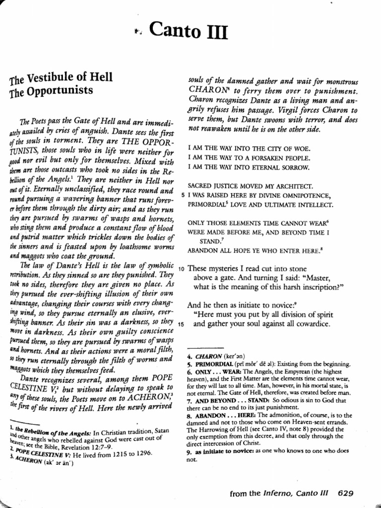 Dante Inferno Canto III | PDF