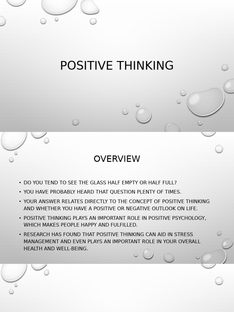 Positive thinking | PDF | Optimism | Thought