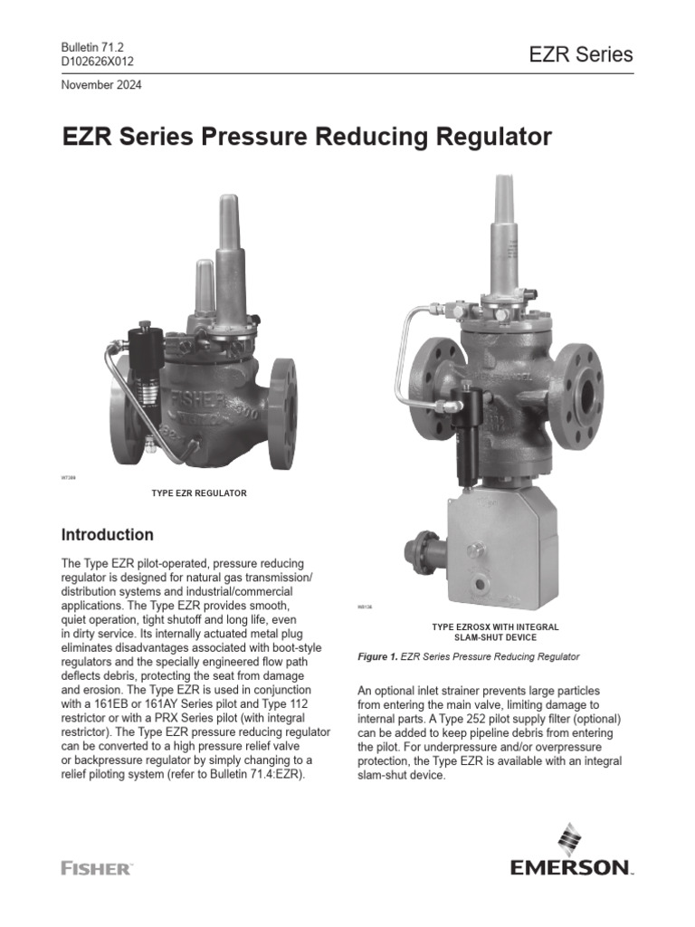 Data Sheets Ezr Series Pressure Reducing Regulator Bulletin Fisher en en 5916800 | PDF | Valve ...