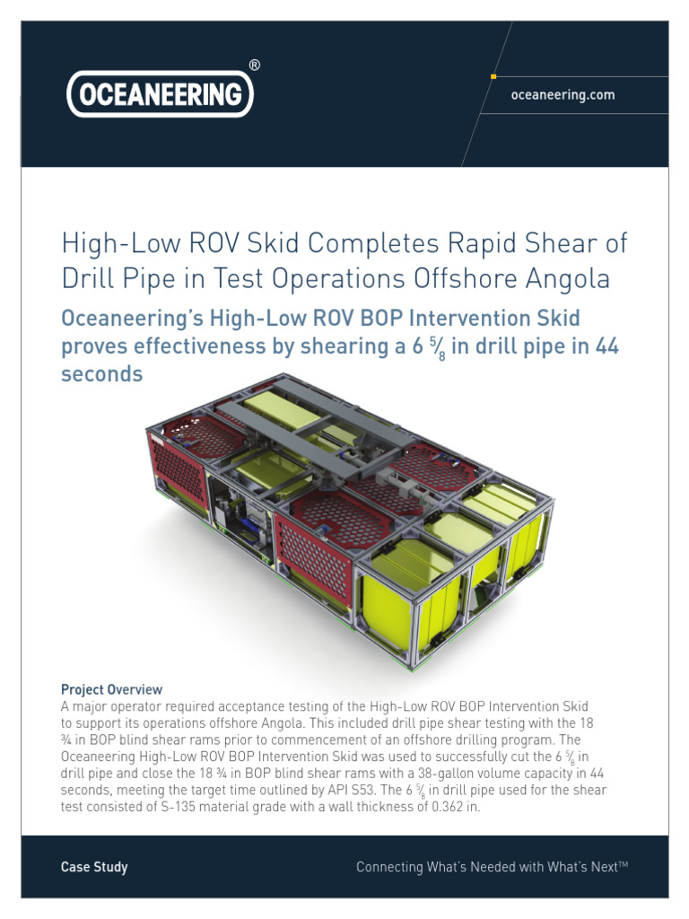 Case Study High Low ROV Skid Shears 6 5 - 8" Drill Pipe in 44 Seconds | PDF