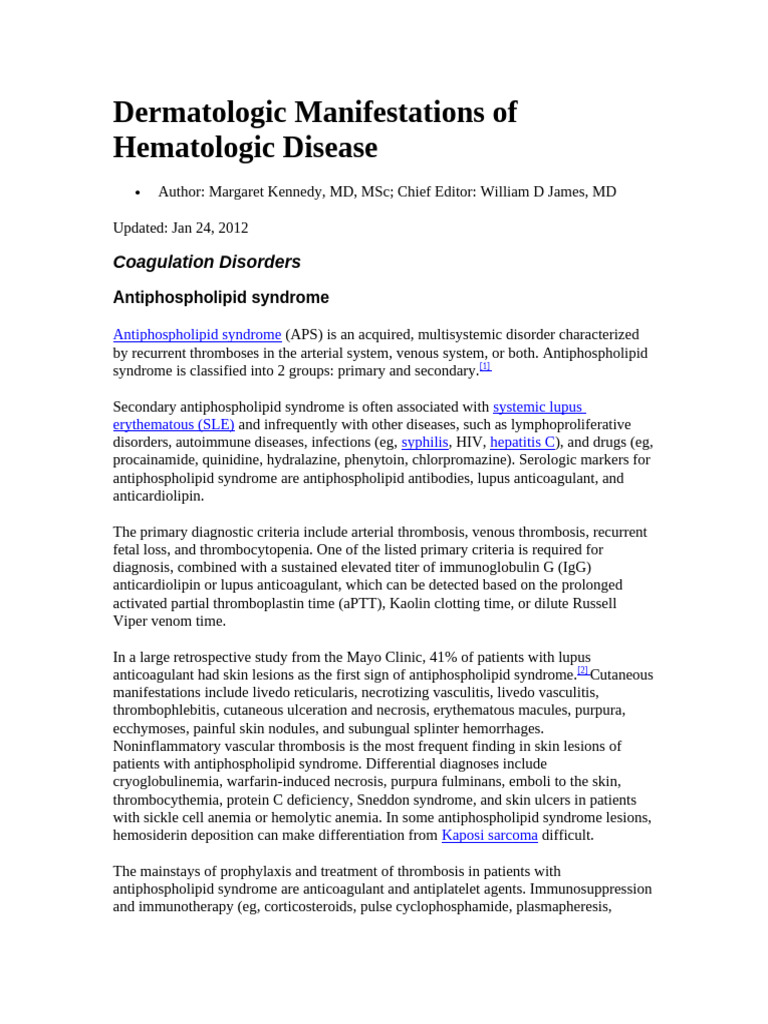 Dermatologic Manifestations of Hematologic Disease | PDF | Multiple ...