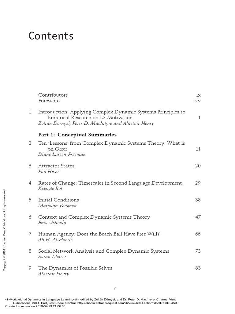 Motivational Dynamics in Language Learning - (Contents) | PDF | Cognition | Cognitive Science
