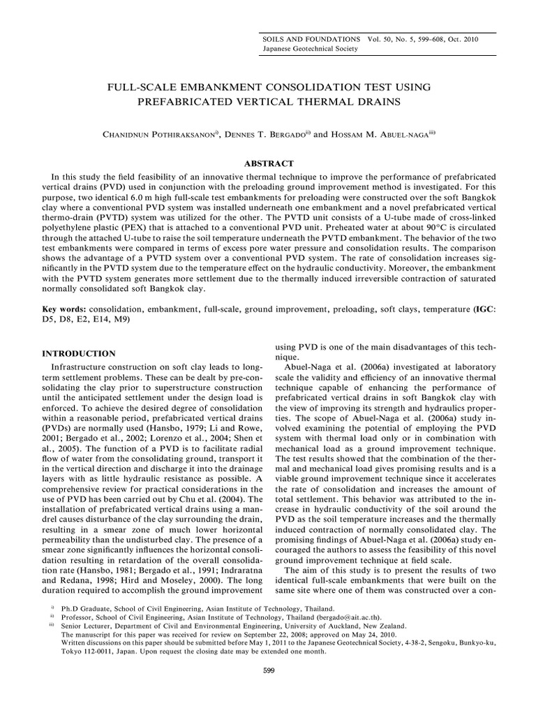 Full-Scale Embankment Test with PVTD | PDF | Porosity | Strength Of ...