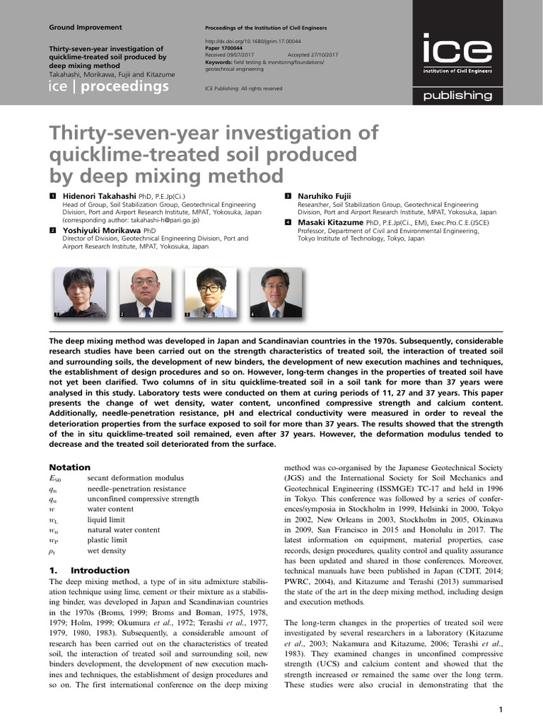 Thirty-Seven-Year Investigation of Quicklime-Treated Soil Produced by ...