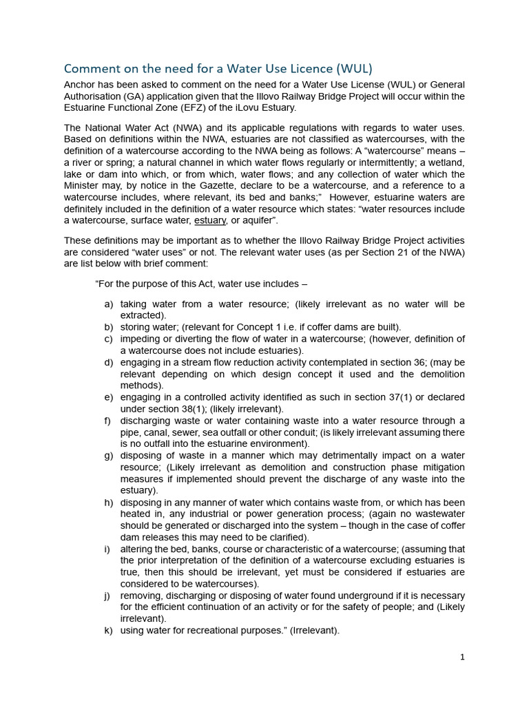 Appendix E2 - GA Comment Illovu | PDF | Water | Seawater