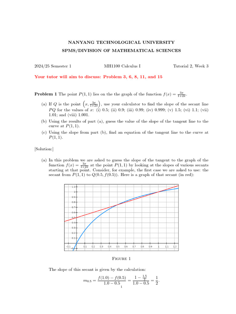 Tut02 2425 Solution | PDF | Slope | Tangent