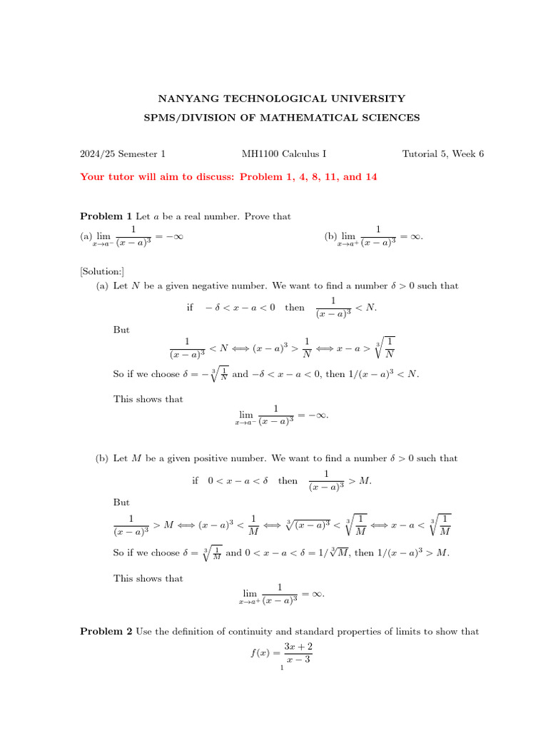 Tut05 2425 Solution | PDF | Function (Mathematics) | Continuous Function