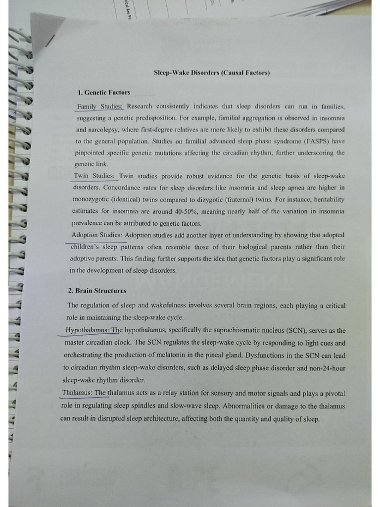Etiology of Sleep Wake Disorders | PDF