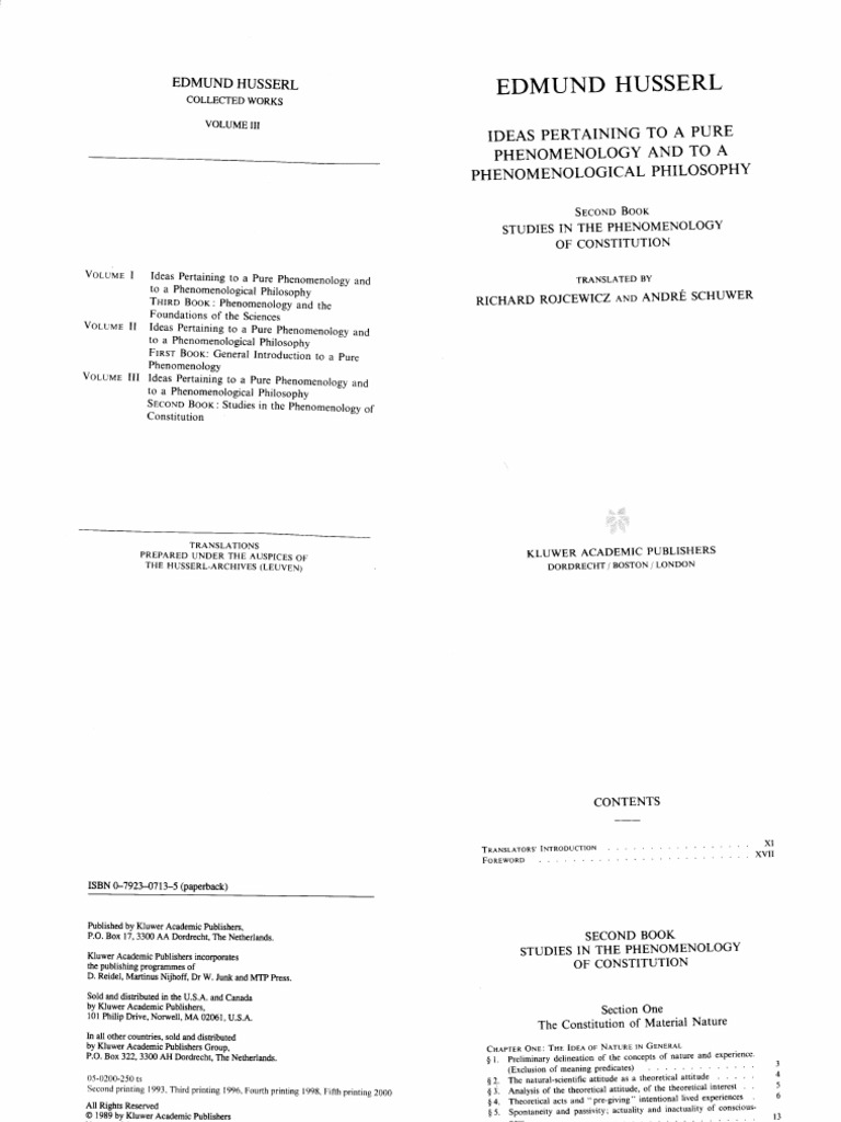 Husserl - Ideas Pertaining To A Pure Phenomenology and To A ...