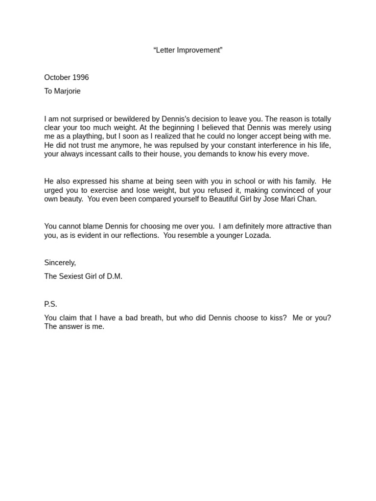 Letter Improvement ? | PDF