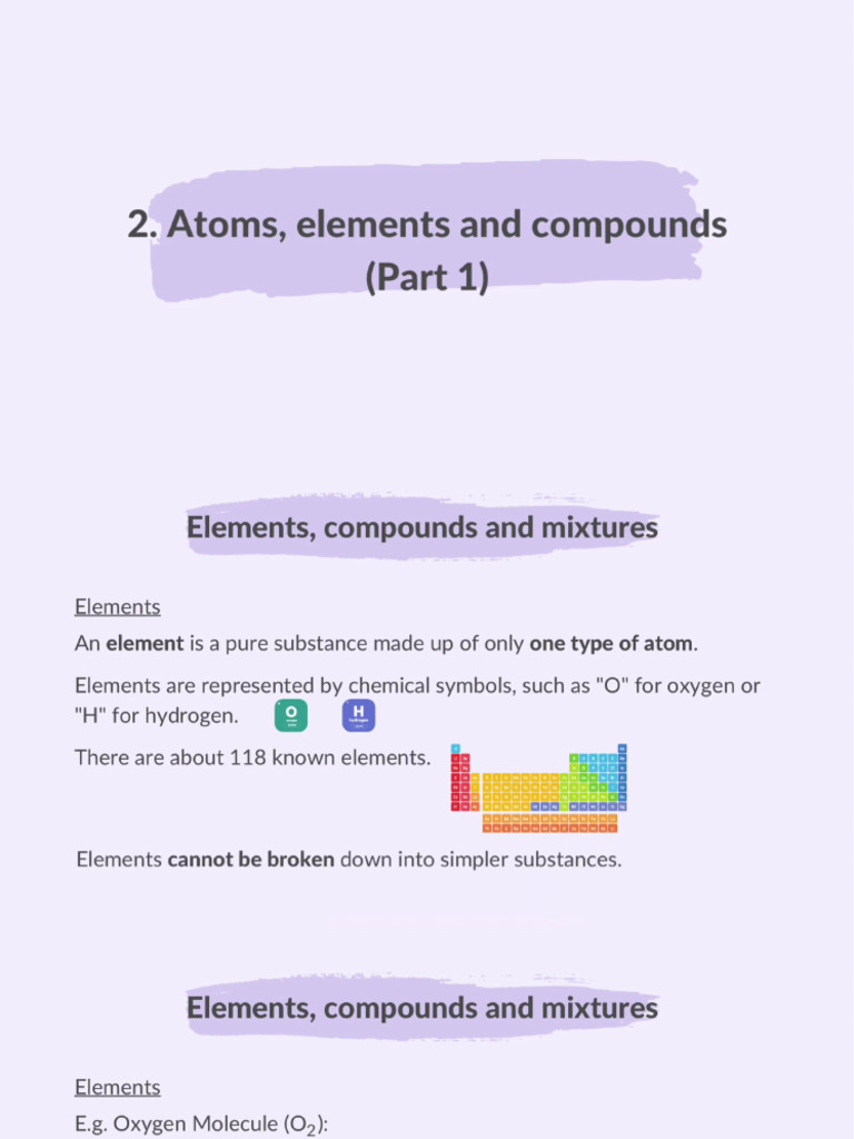 Atoms, Elements & Compounds (Part 1) | PDF