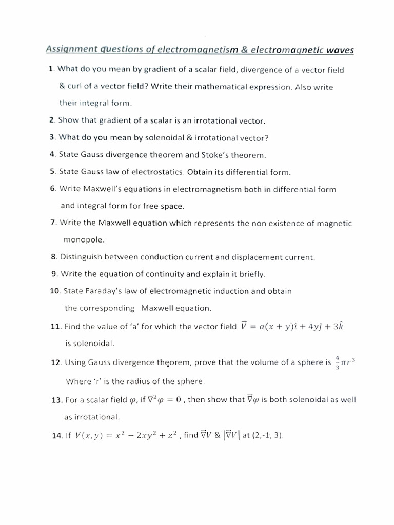 Assignment Question of Electromagnetism and Quantum Mechanics. | PDF | Photoelectric Effect ...