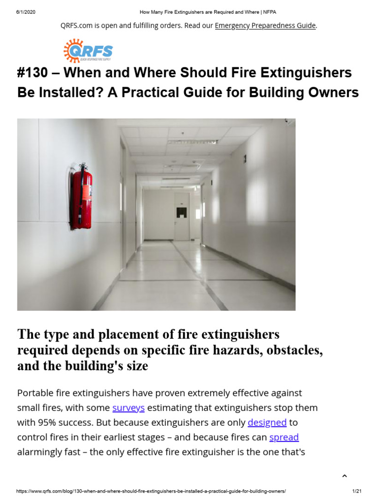 How Many Fire Extinguishers Are Required and Where - NFPA | PDF | Fires ...