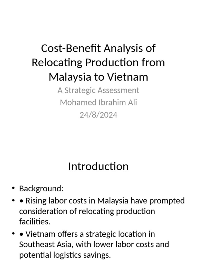 Cost Benefit Analysis Relocation Presentation | PDF