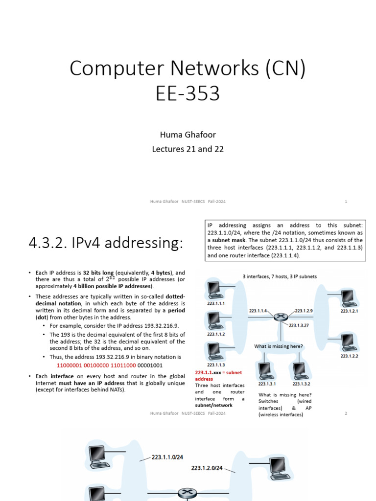 CS-13 Fall 2024 Lectures 21 and 22 | PDF | Ip Address | Network Architecture