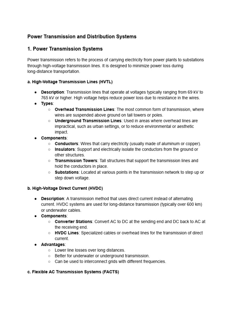 Power Transmission & Distribution Overview | PDF | Electric Power ...