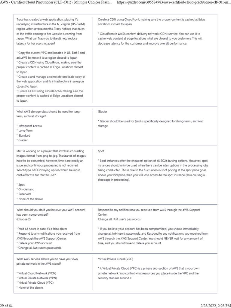 AWS - Certified Cloud Practitioner (CLF-C01) Notes 29 | PDF | Cache ...